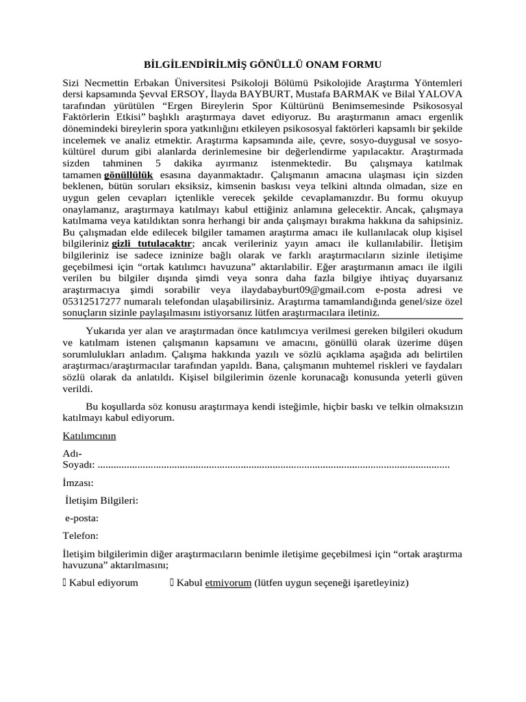 Bilgilendirilmiş OnaM Şevval ERSOY, İlayda BAYBURT, Mustafa BARMAK,Bilal YALOVA | PDF