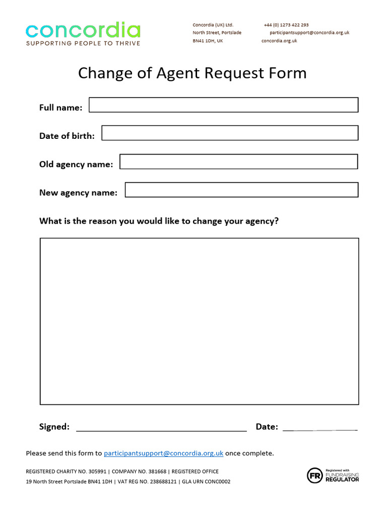 Change of Agent Request Form 2023 BLANK | PDF