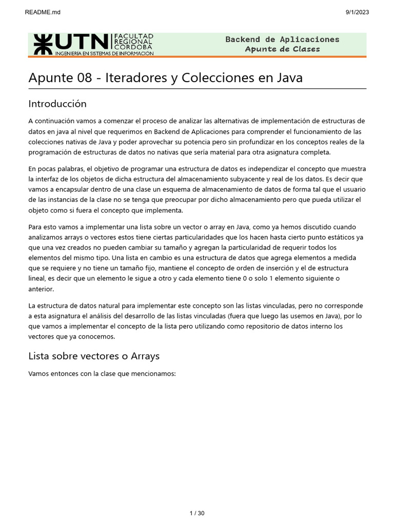 Apunte 08 - Iteradores y Colecciones en Java | PDF | Java (lenguaje de programación) | Objeto ...