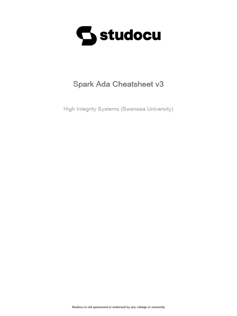 Spark Ada Cheatsheet v3 | PDF | Parameter (Computer Programming) | Control Flow