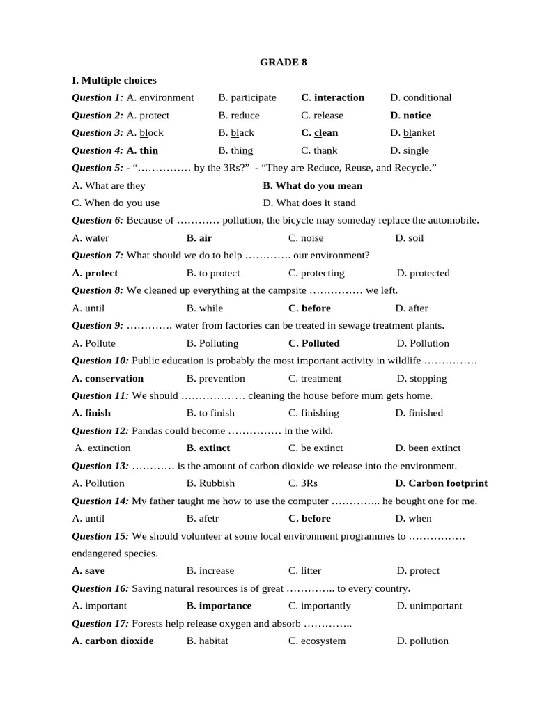GRADE 8 | PDF | Pollution | Earth Sciences