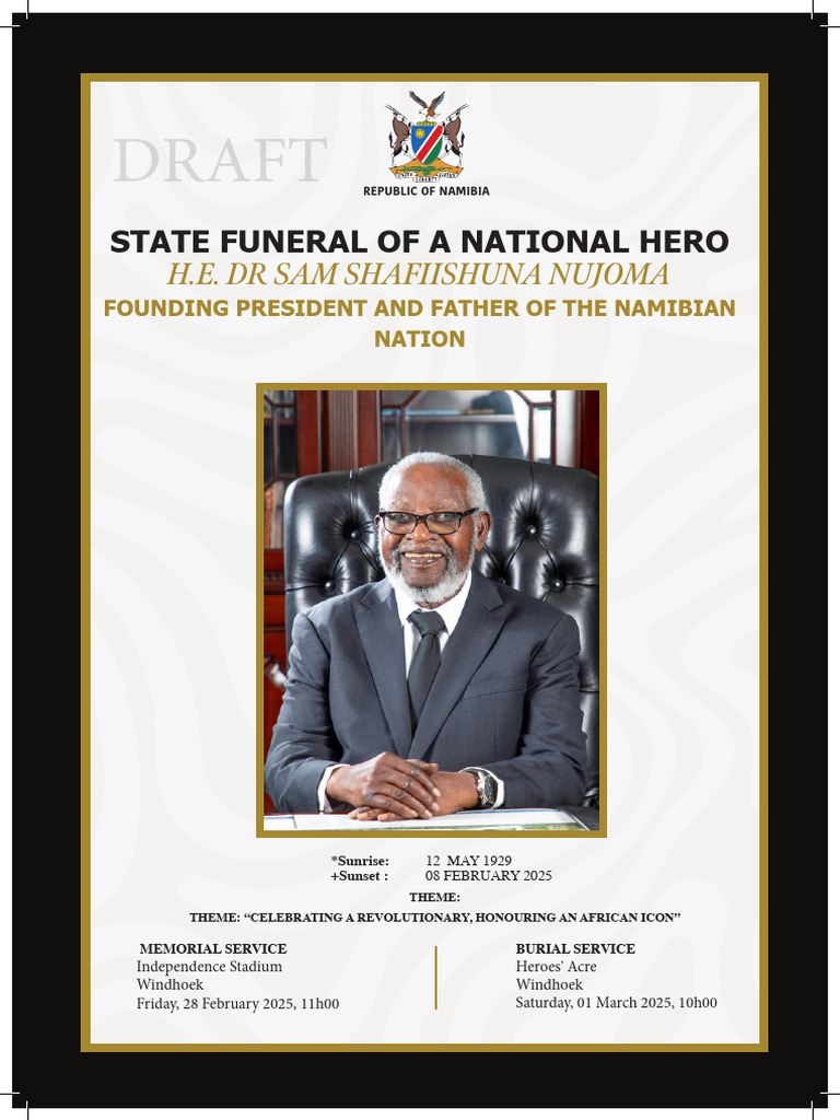H.E. SAM NUJOMA STATE FUNERAL Programme | PDF | The Honourable | Namibia
