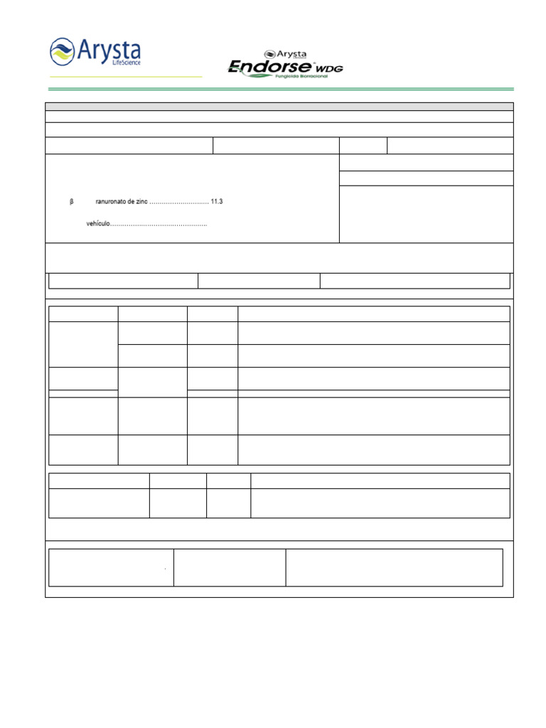 Ficha Técnica Endorse WDG Arysta (México) | PDF