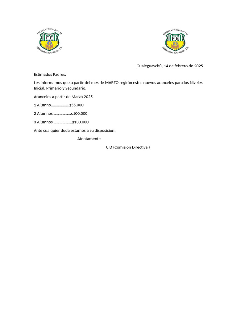 Aumento Cuota 2025 | PDF