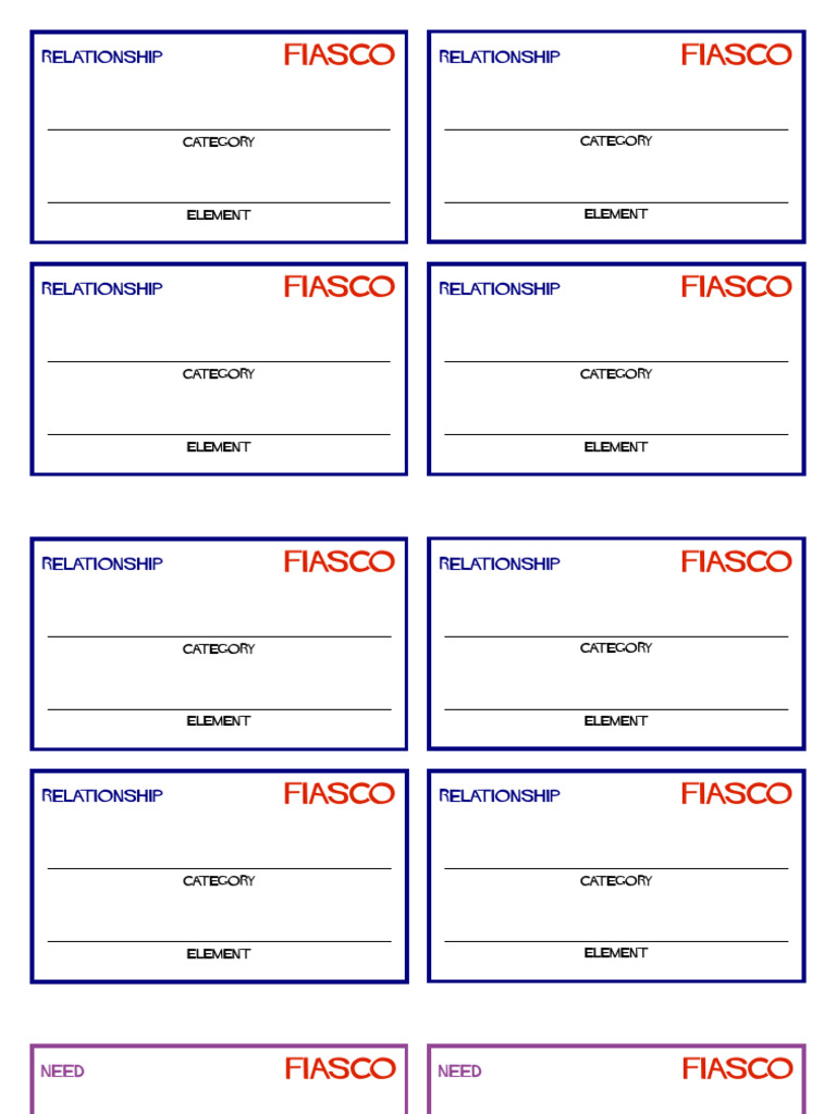 Fiasco Classic Play Cards | PDF