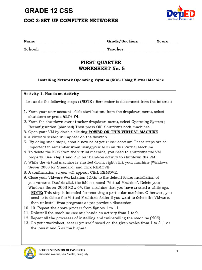 Copy of TVL - CSS 12 - Q1 - DW5 | PDF | Virtual Machine | Computer Engineering
