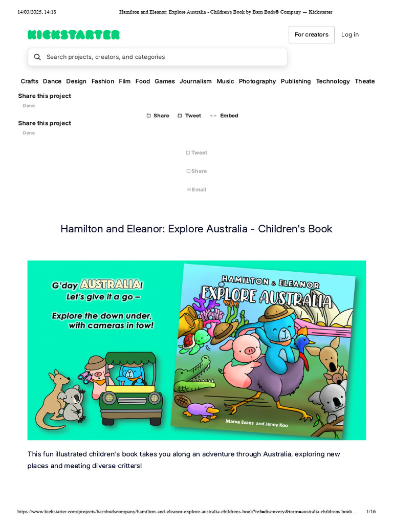 Hamilton and Eleanor - Explore Australia - Children's Book by Barn Buds Company Kickstarter ...