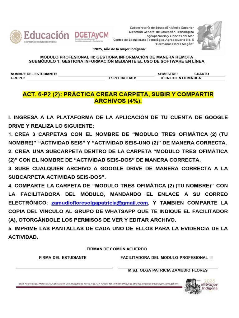 Guia Práctica de La Act. 6-P2 (2) Sec. 1 Submodulo 1 | PDF