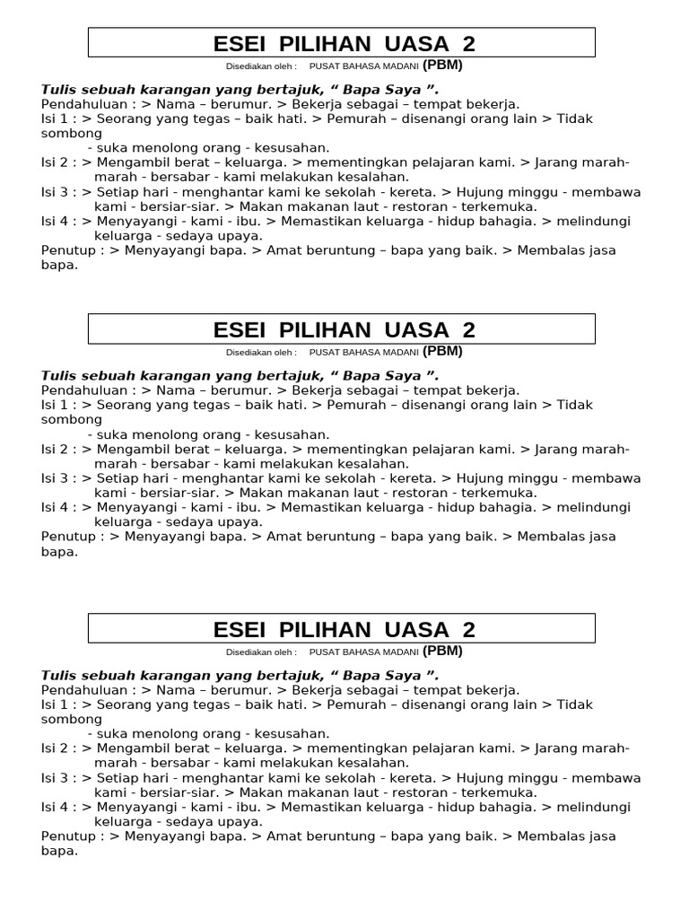 ESEI PILIHAN UASA 2 (UPDATED) - Bapa Saya | PDF