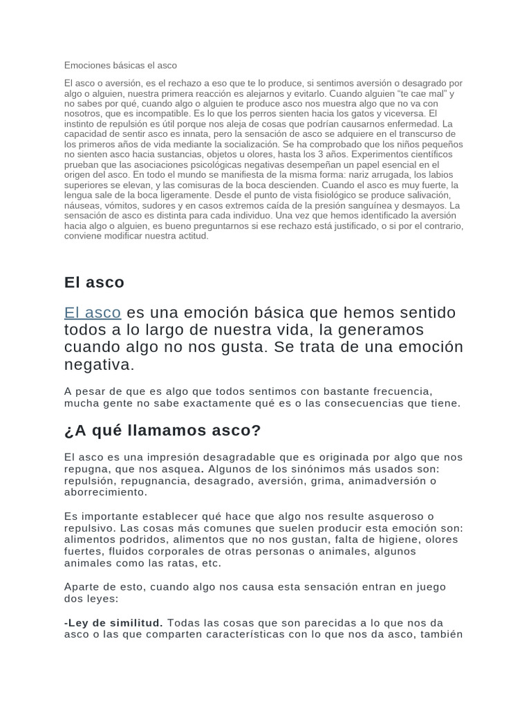 El Asco | PDF | Asco | Las emociones