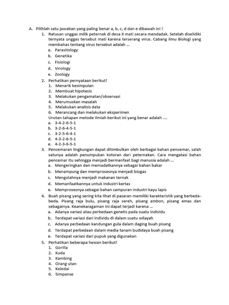 Biologi_latihan Soal Psaj 12 Sma | PDF