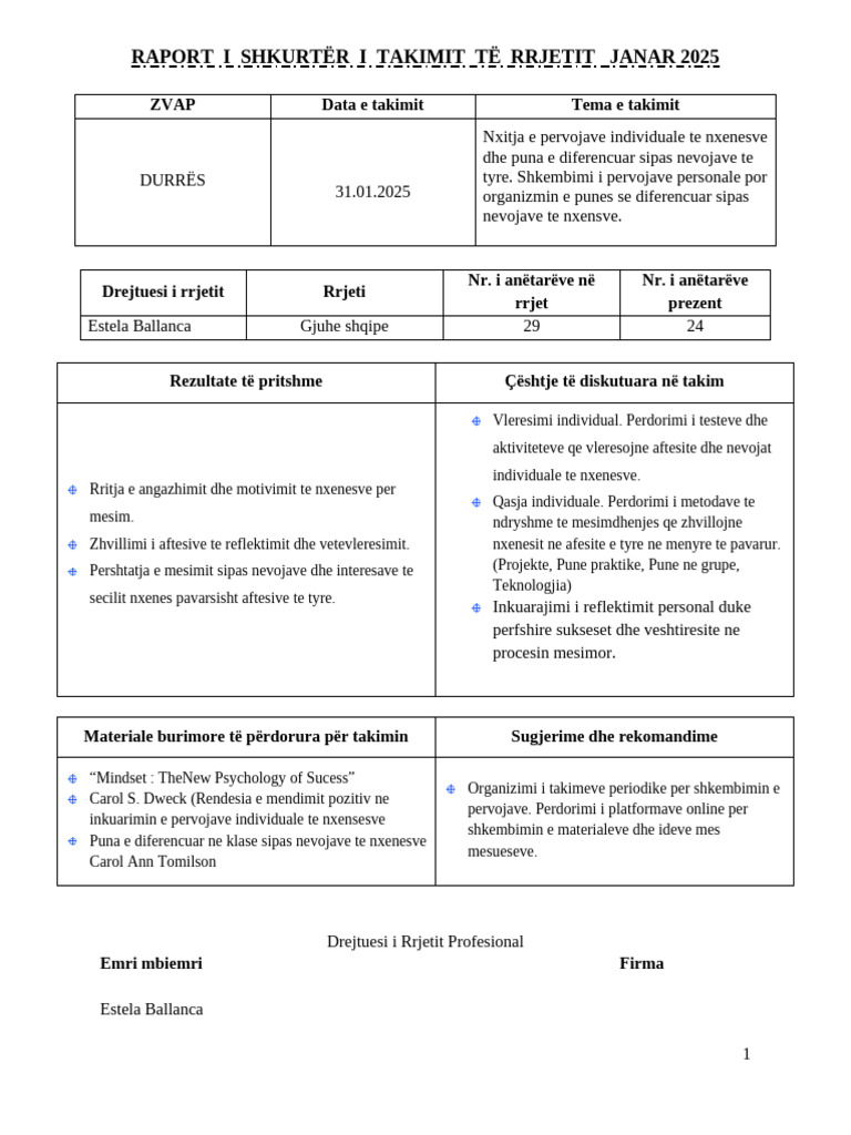 Raporti Rrjetit Janar2025 | PDF