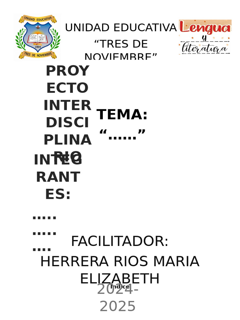 Portada para Proyecto Interdisicplinario Lengu y Literatura 2024-2025 | PDF