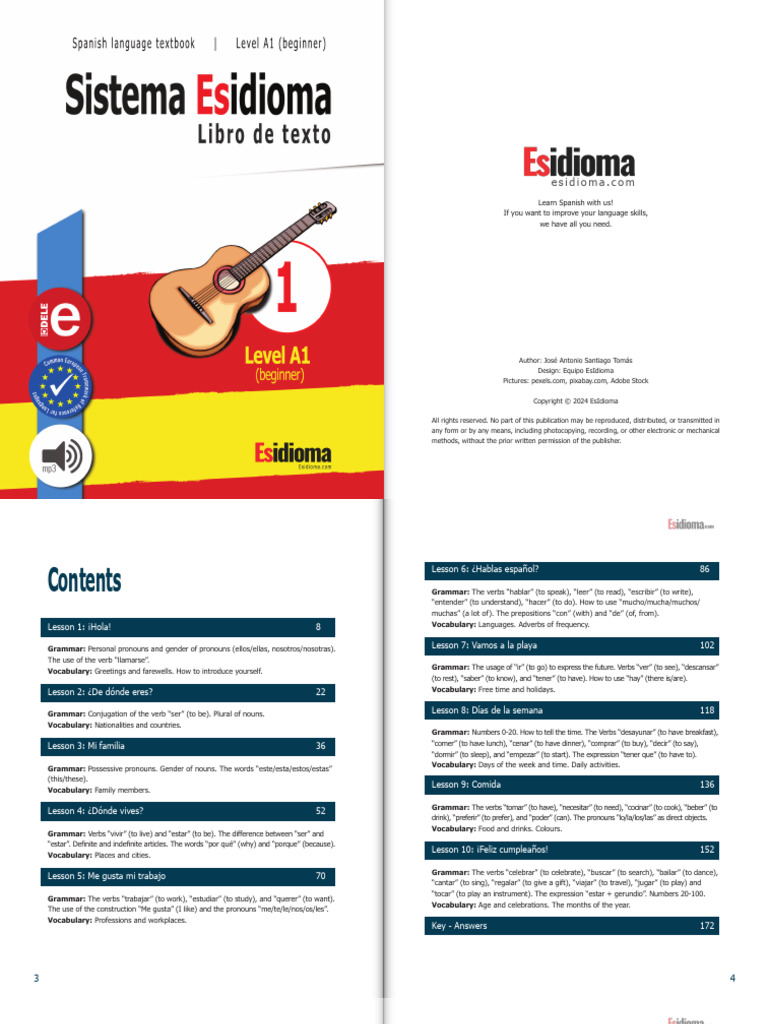 Sistema Esidioma - Spanish Language Textbook Level A1 | PDF ...