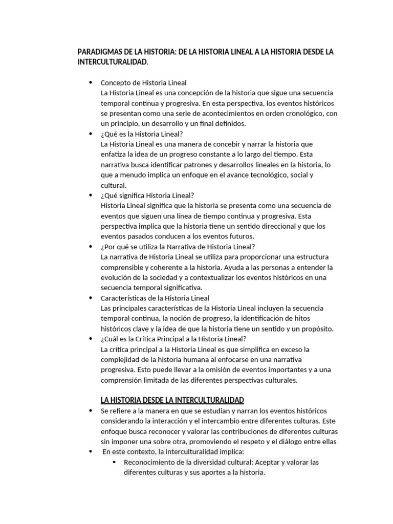 Historia Lineal e Interculturalidad | PDF | Interculturalidad | Sociedad