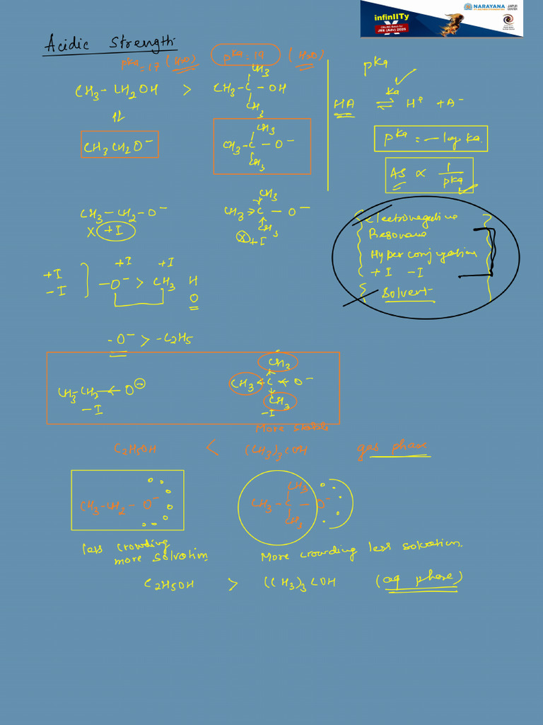 Organic Chemistry - 1 Acidic & Basic Strength Class Notes by Kumar | PDF
