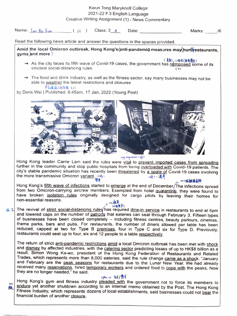 3A22 - Creative Writing Assignment | PDF | Emergency Management | Pandemic