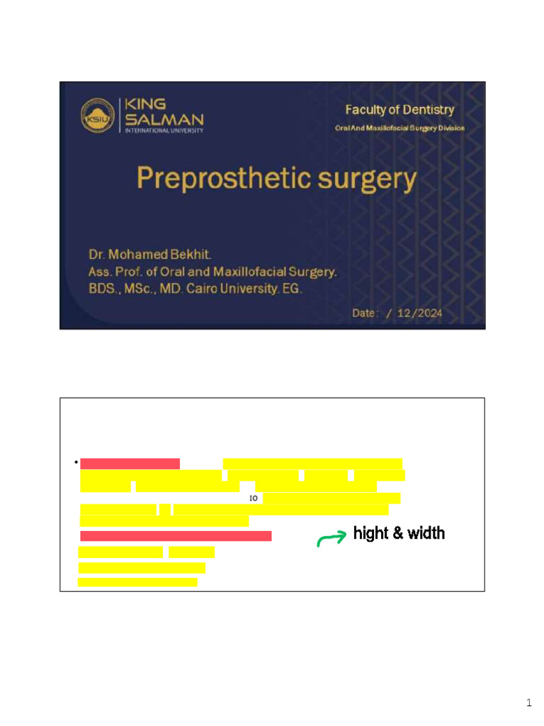 Pre-Prosthetic Surgery Overview | PDF | Medical Specialties | Dentistry ...