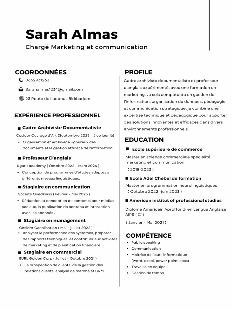 CV Sarah Almas | PDF
