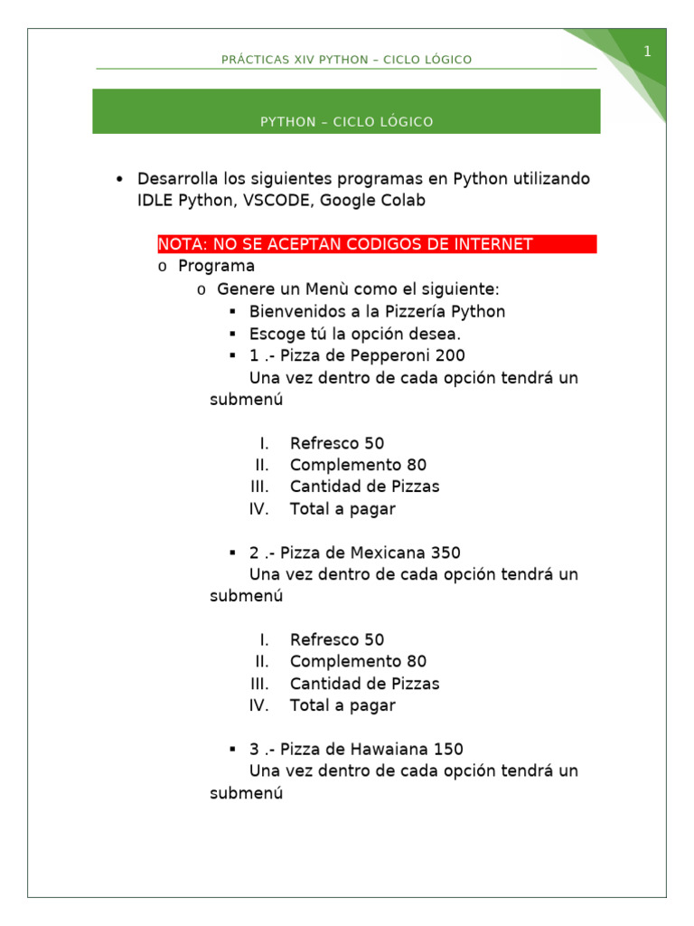 13 - Ejercicios Python Ciclo Lógico | PDF