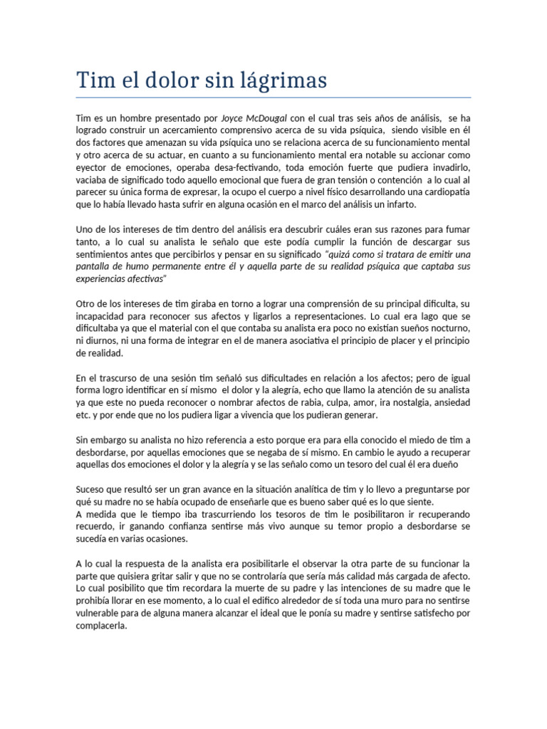Tim El Dolor Sin Lágrimas | PDF | Las emociones | Temor