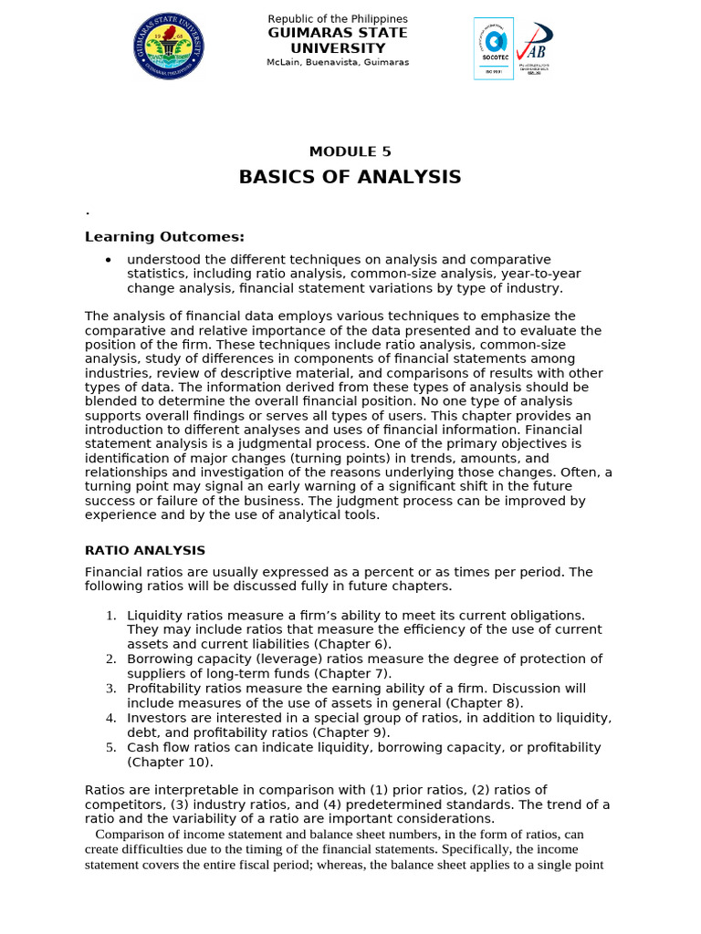 Chapter 5 Financial Analysis and Reporting | PDF | Percentage | Balance Sheet