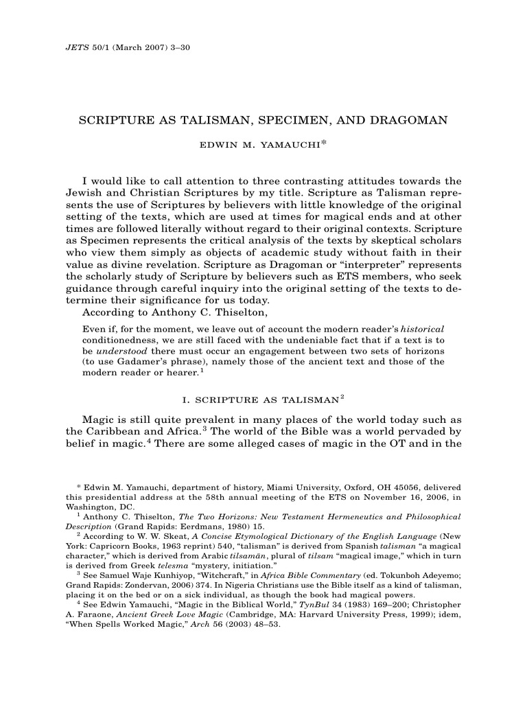 Scripture As Talisman, Specimen, and Dragoman - . - Edwin M. Yamauchi (Pdfdrive) | PDF ...