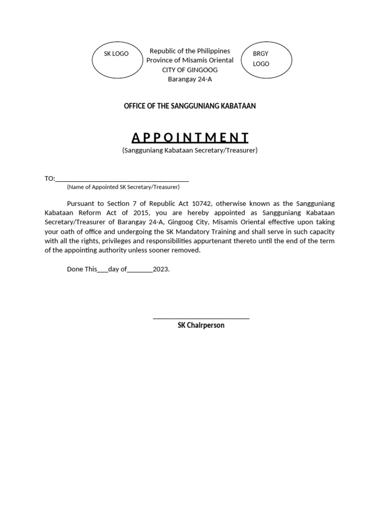 Appointment SK Format | PDF