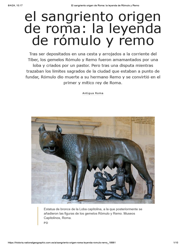 El Sangriento Origen de Roma - La Leyenda de Rómulo y Remo | PDF | Romulus y Remus | Mitología ...