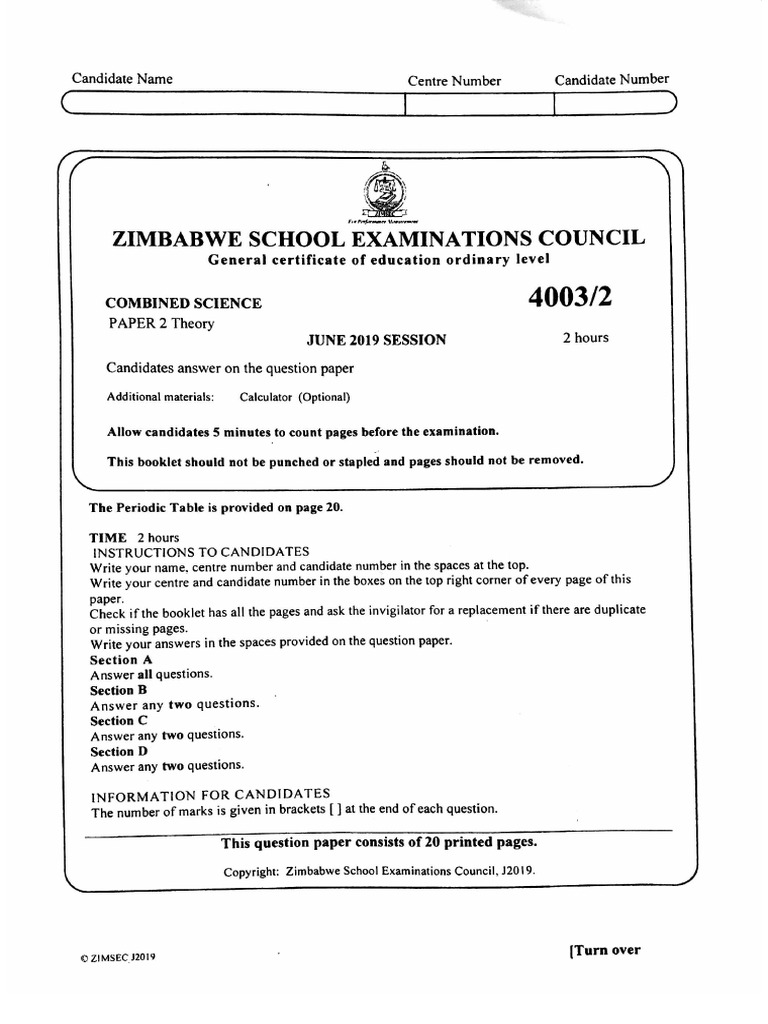 Combined Science P2 2019 | PDF