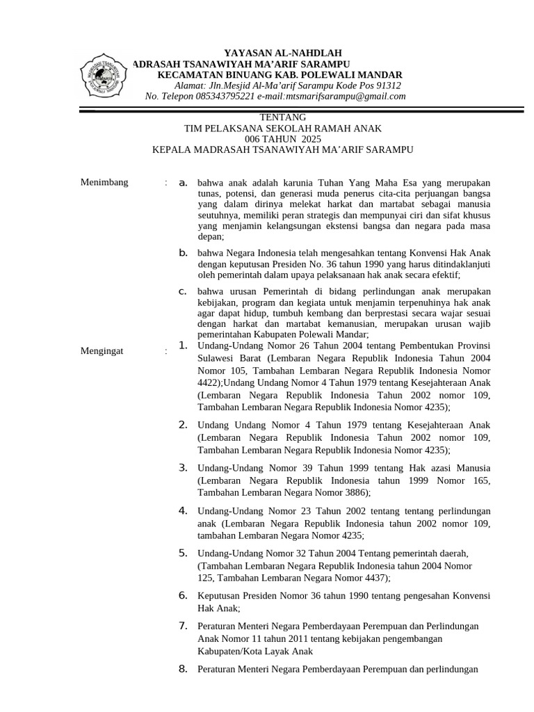 SK SRA Madrasah 2025 | PDF