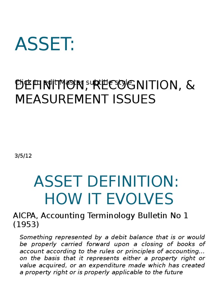 Asset:: Definition, Recognition, & Measurement Issues | Download Free ...