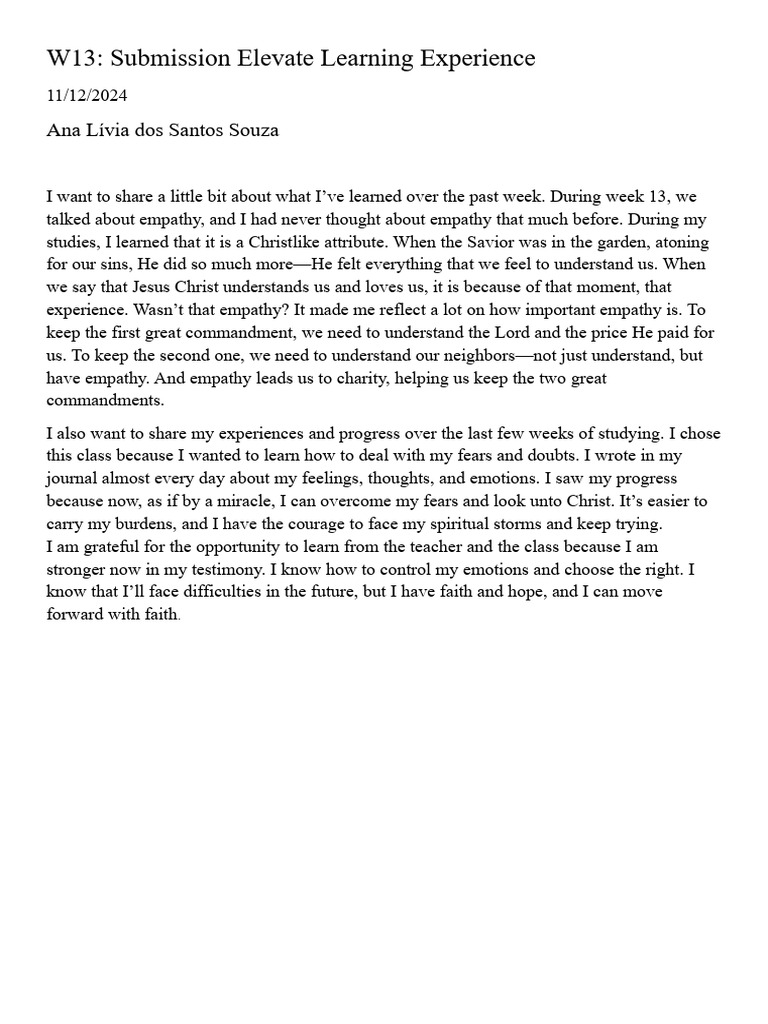 Submission Elevate Learning Experience | PDF