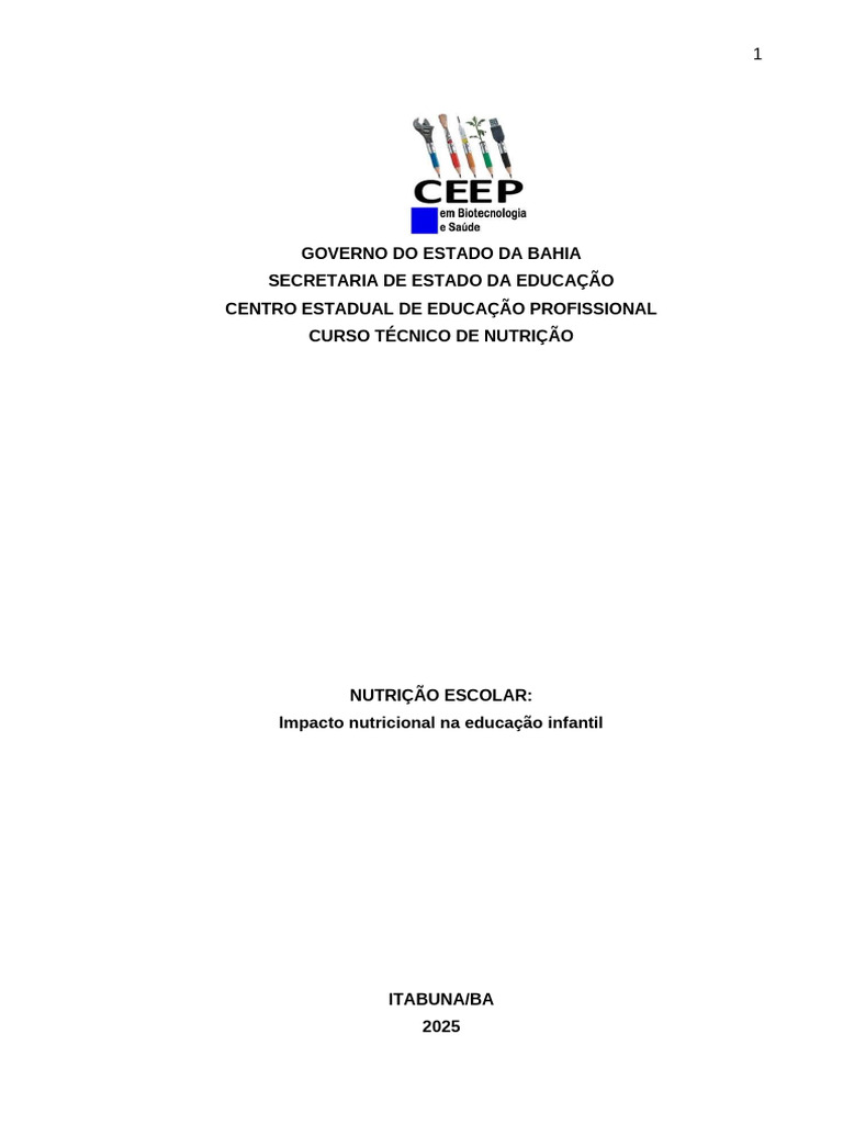 Modelo de TCC 2024 Ceep (1) 1 | PDF | Aprendizado | Comer