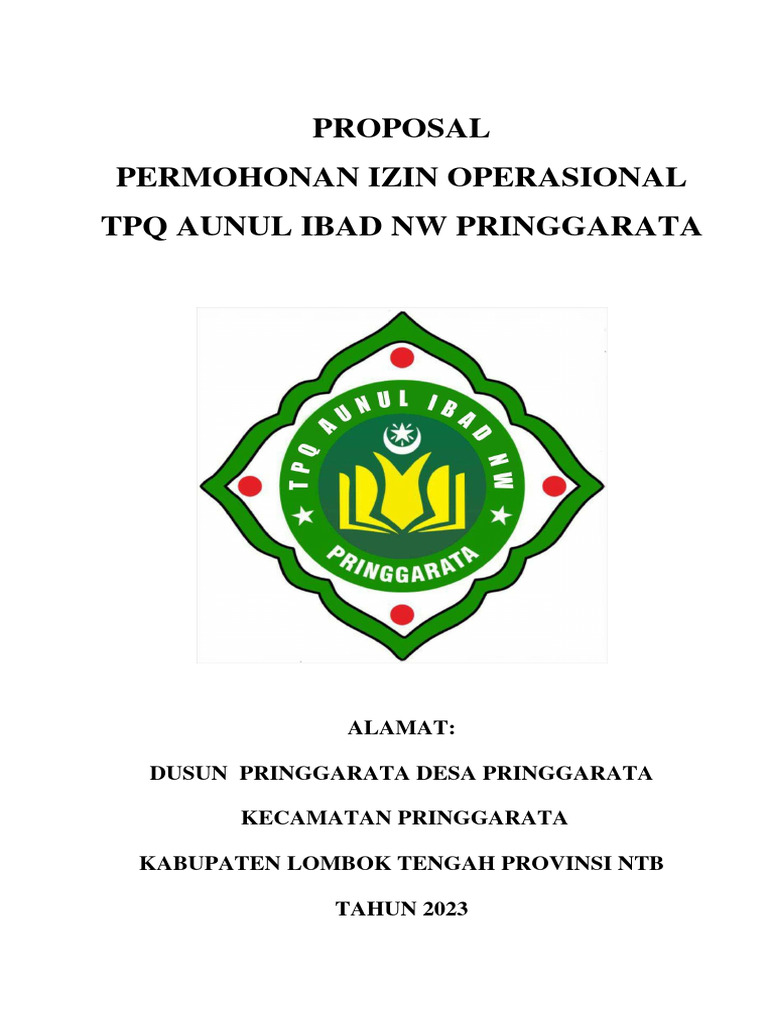Proposal Permohonan Izin TPQ | PDF