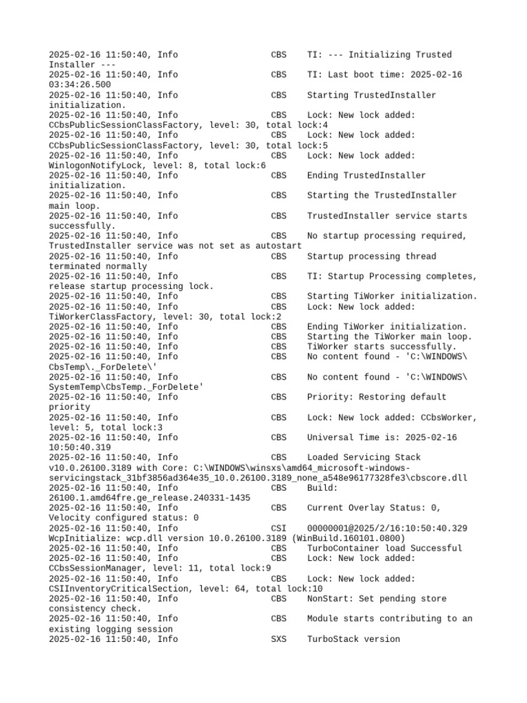 CBS TrustedInstaller Initialization Logs | PDF | Windows Registry ...