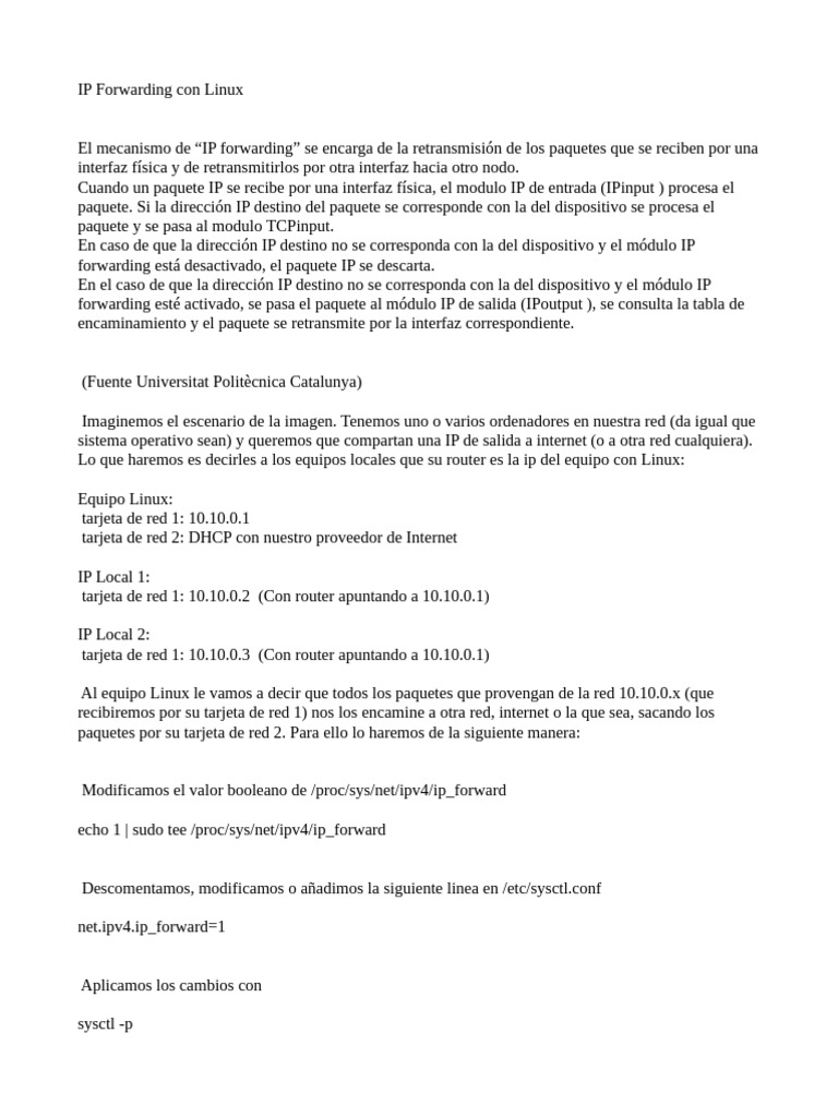 Ip - Forwarding Con Linux | PDF