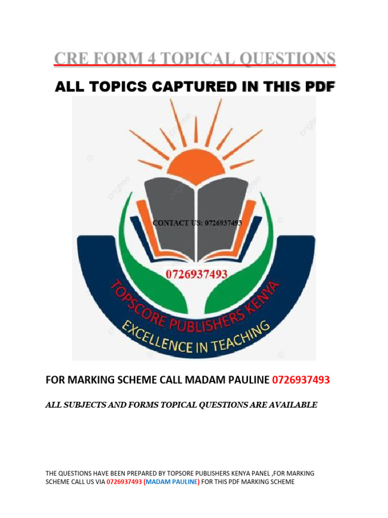 Cre Form 4 Topical Questions | PDF | Substance Abuse | Christian Ethics