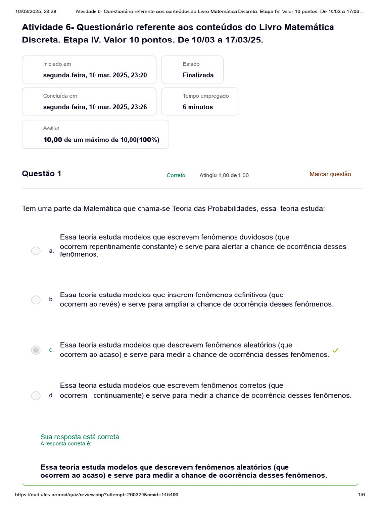 Atividade 6- Questionário referente aos conteúdos do Livro Matemática ...