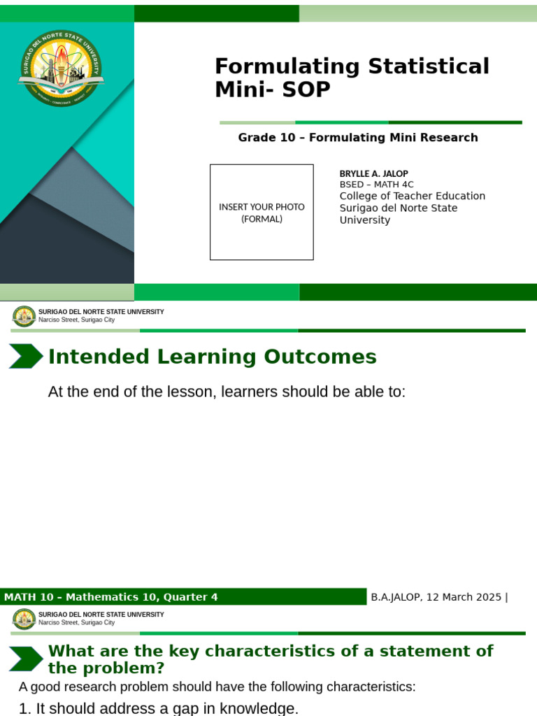 Formulating Statistical Mini | PDF | Mathematics | Reality