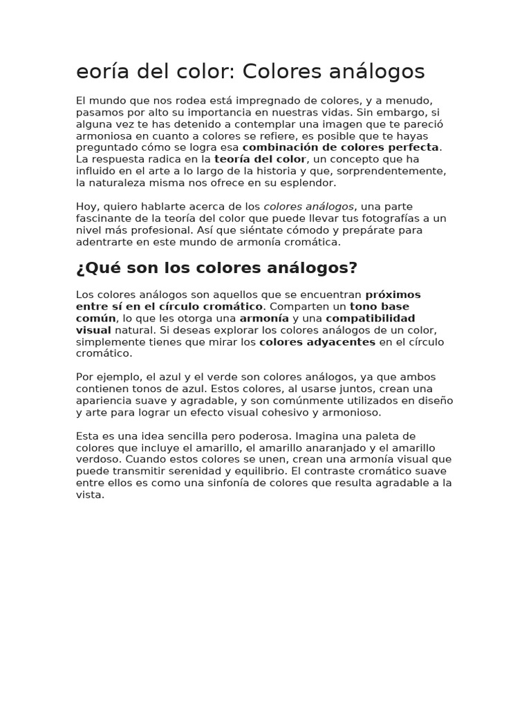 Colores Análogos en la Pintura | PDF | Color