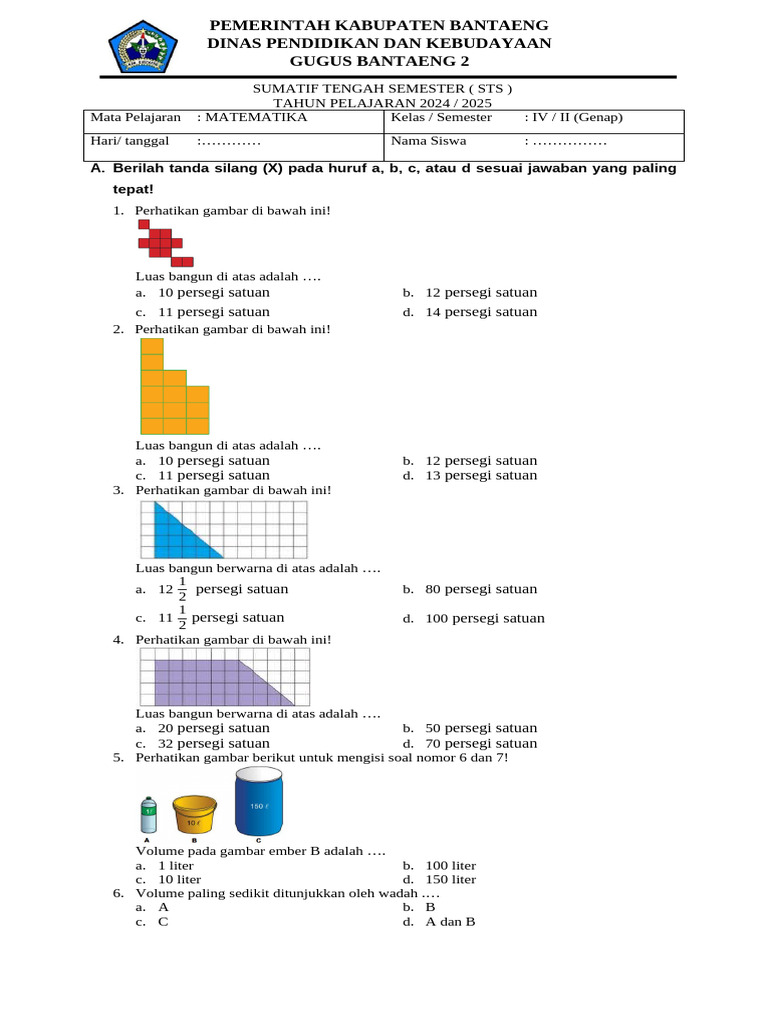 Sts MTK Kelas IV 2025 | PDF
