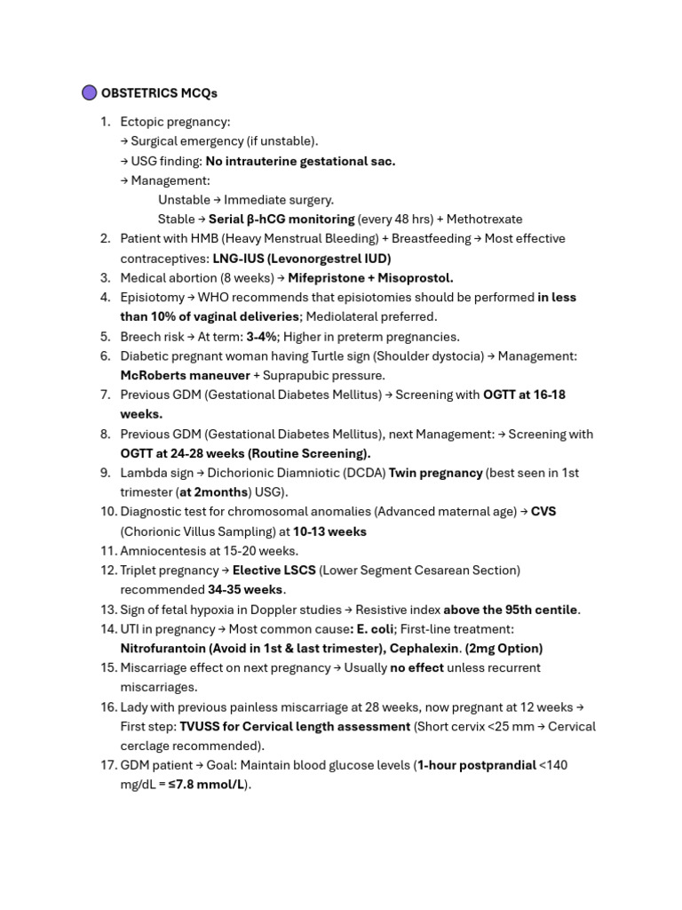 Obs & Gynae MCQs RMU | PDF | Pregnancy | Miscarriage