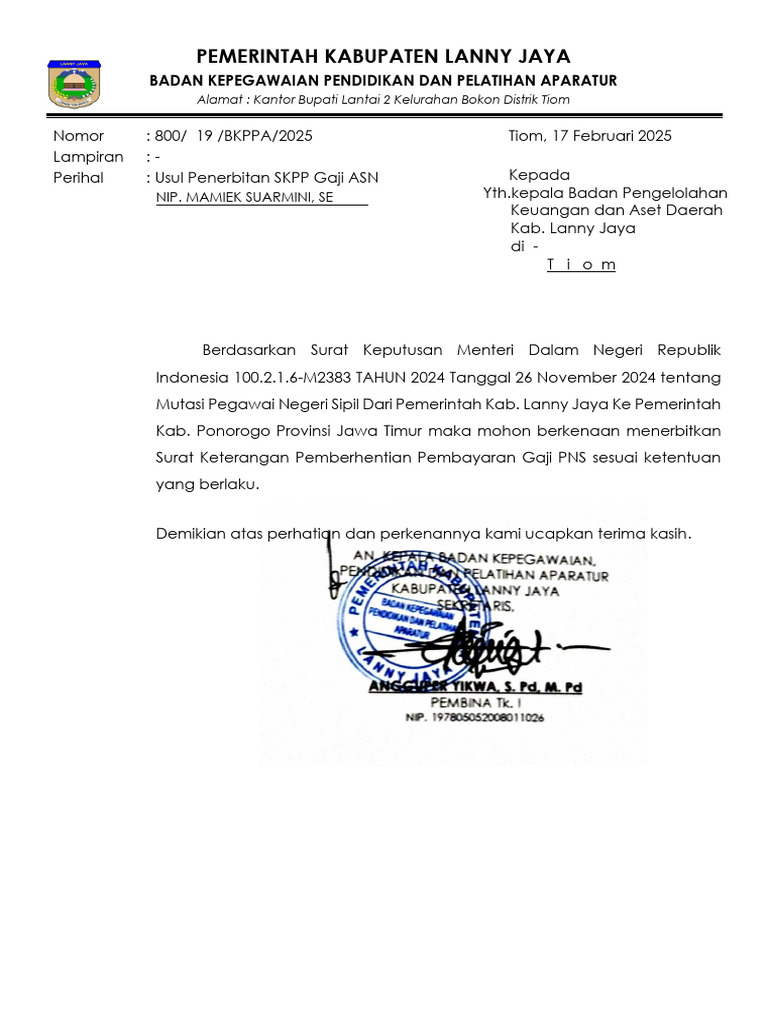 skpp pemberhentian gaji | PDF