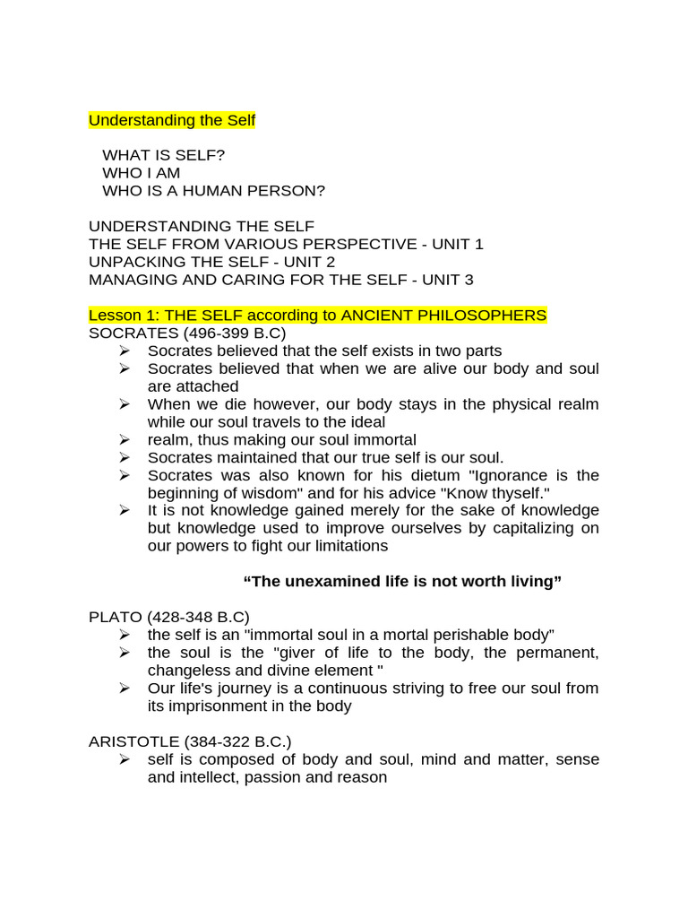 Understanding-the-Self-CHAPTER-1 | PDF | Philosophy Of Self | Soul