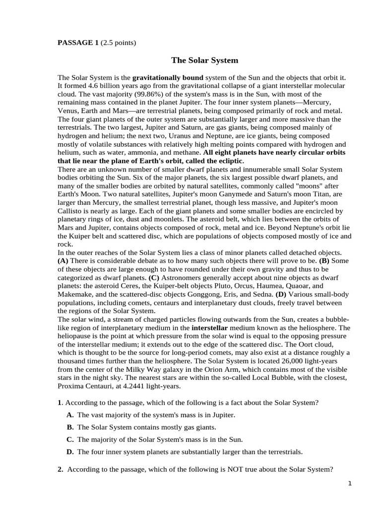 TOEFL 01 | PDF | Solar System | Planets