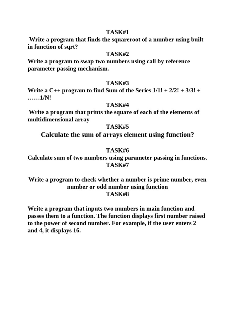 Calculate The Sum of Arrays Element Using Function? | PDF