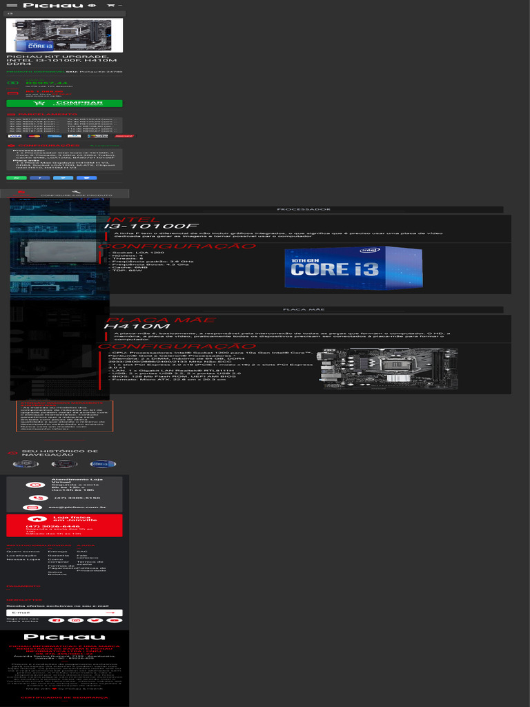 Pichau Kit Upgrade, Intel i3-10100F, H410M Pichau | PDF | USB | Bens manufaturados