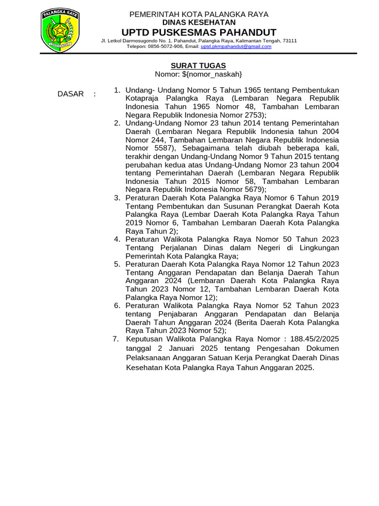 Format Surat Tugas Terbaru Dengan Tte 2025 | PDF