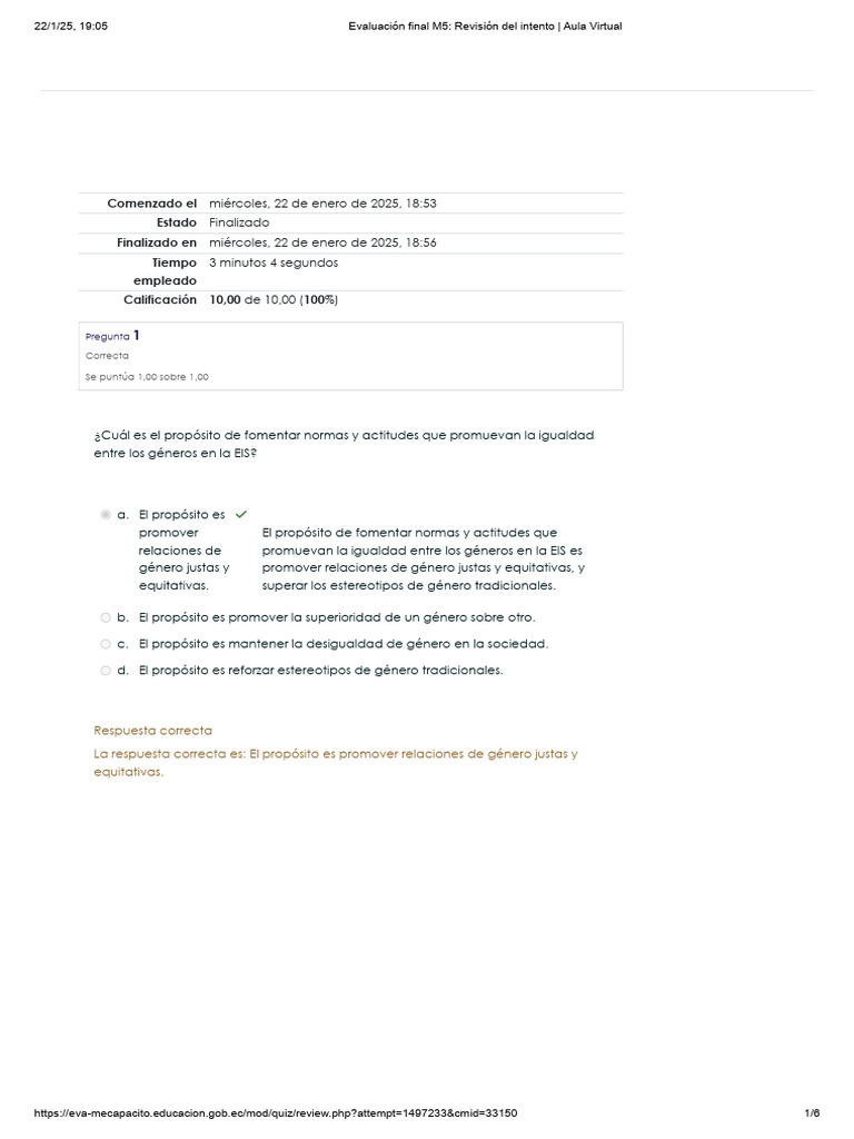Evaluación Final M5 - Revisión Del Intento - Aula Virtual | PDF | Enseñando | Pedagogía
